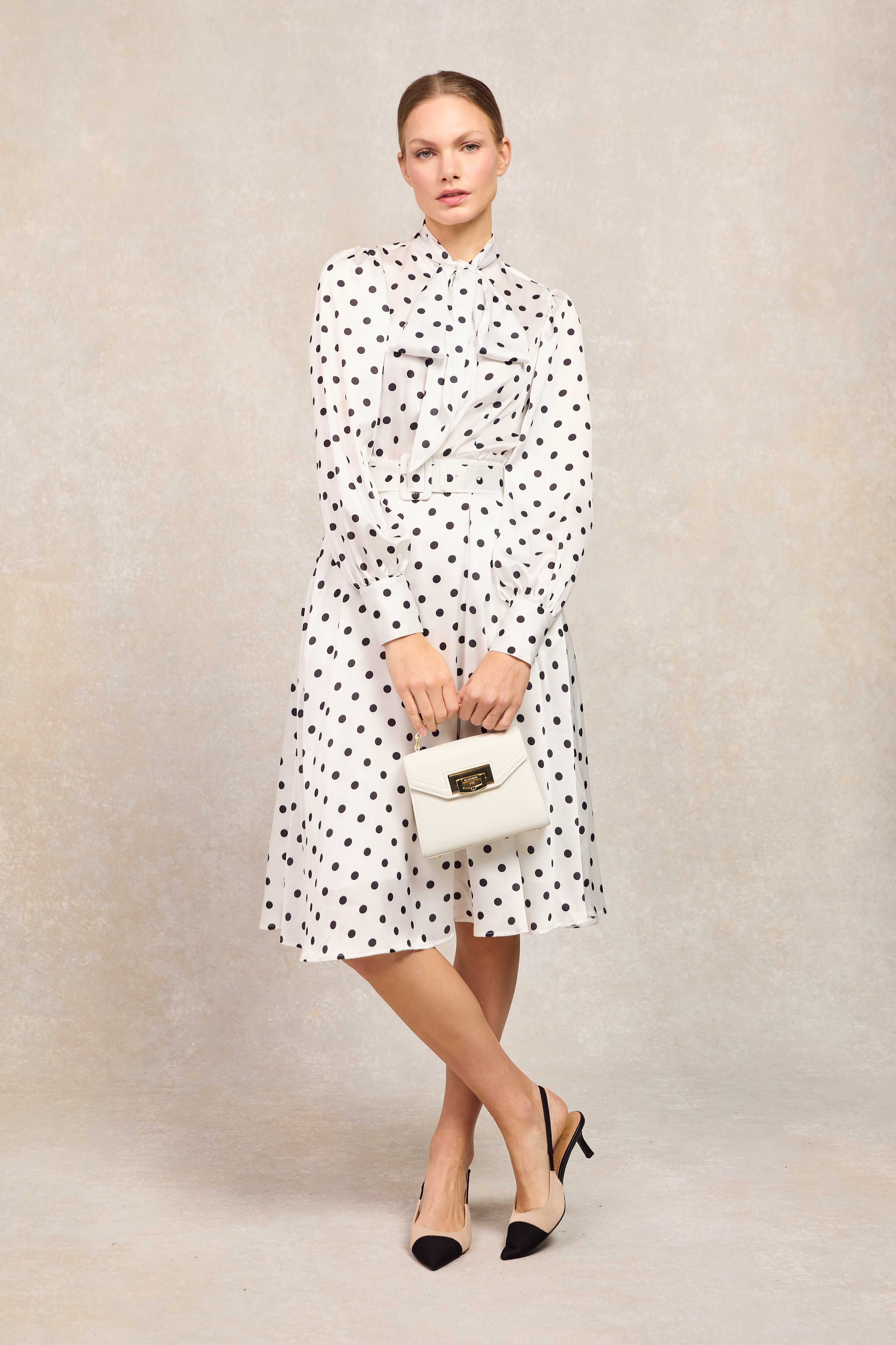 Ariella Midi Dress (White Black Polka Dot) – Holland Cooper US
