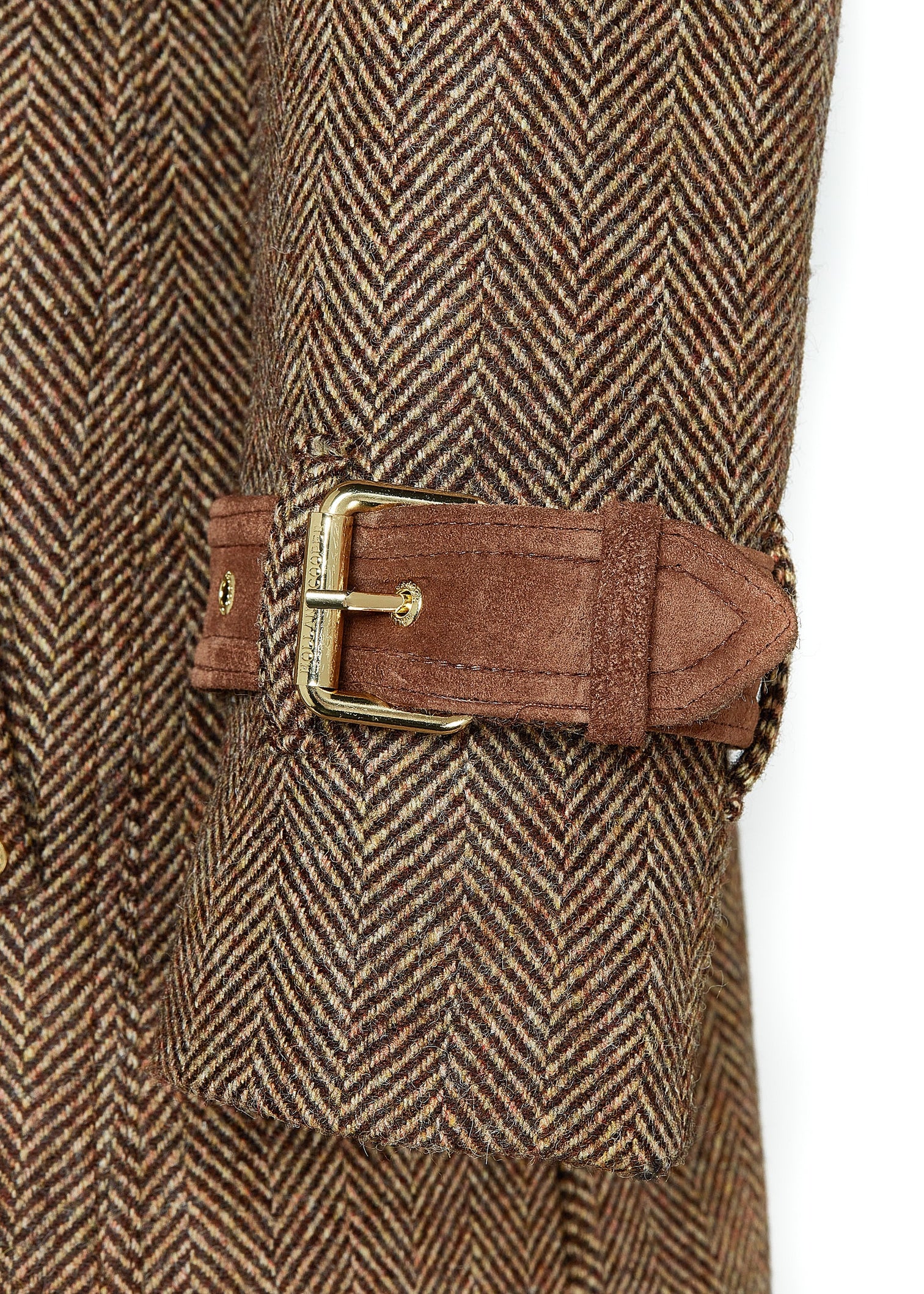 Full Length Marlborough Trench Coat (Large Scale Brown Herringbone ...