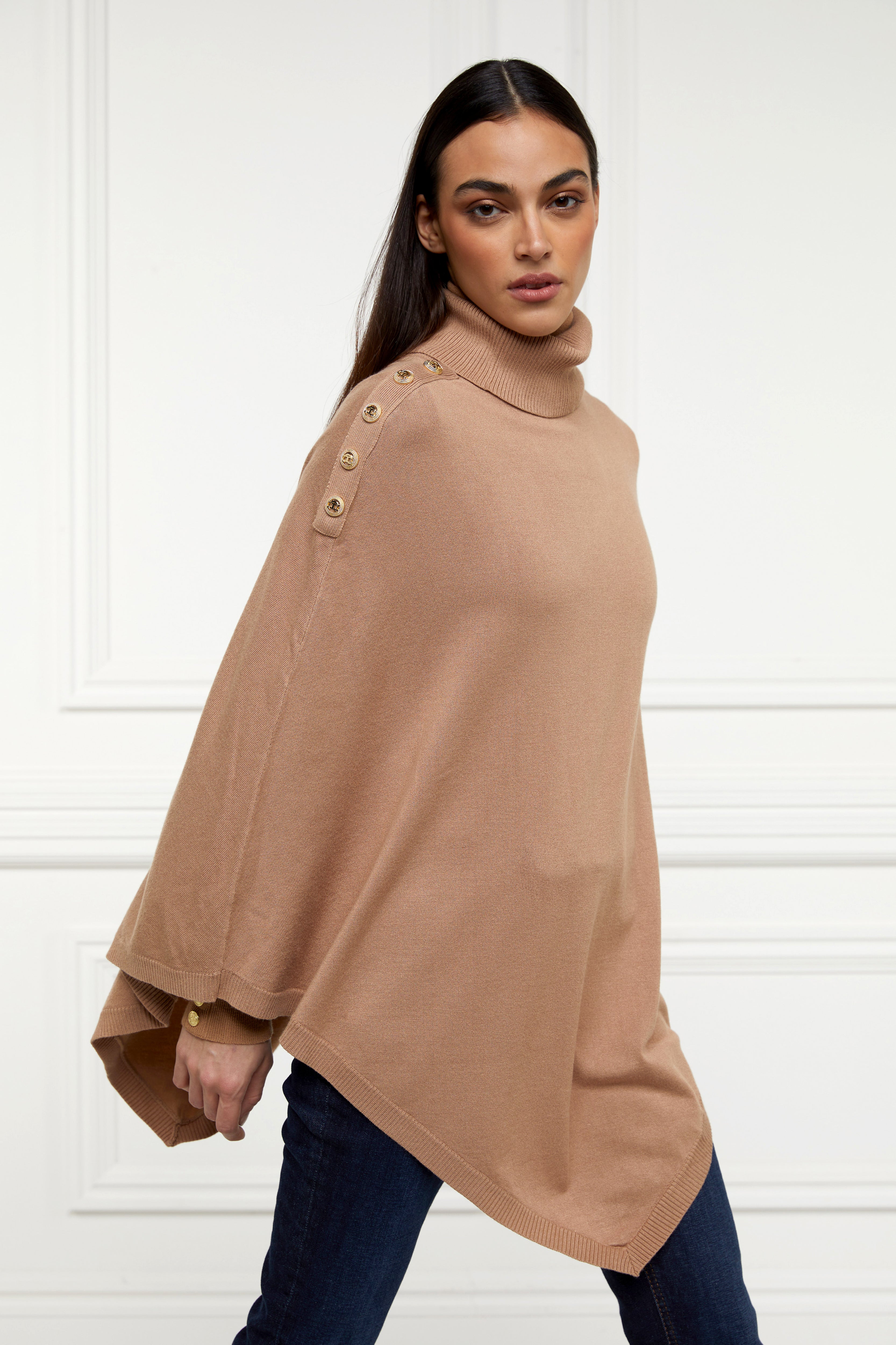 Roll Neck Cape (Camel) – Holland Cooper US