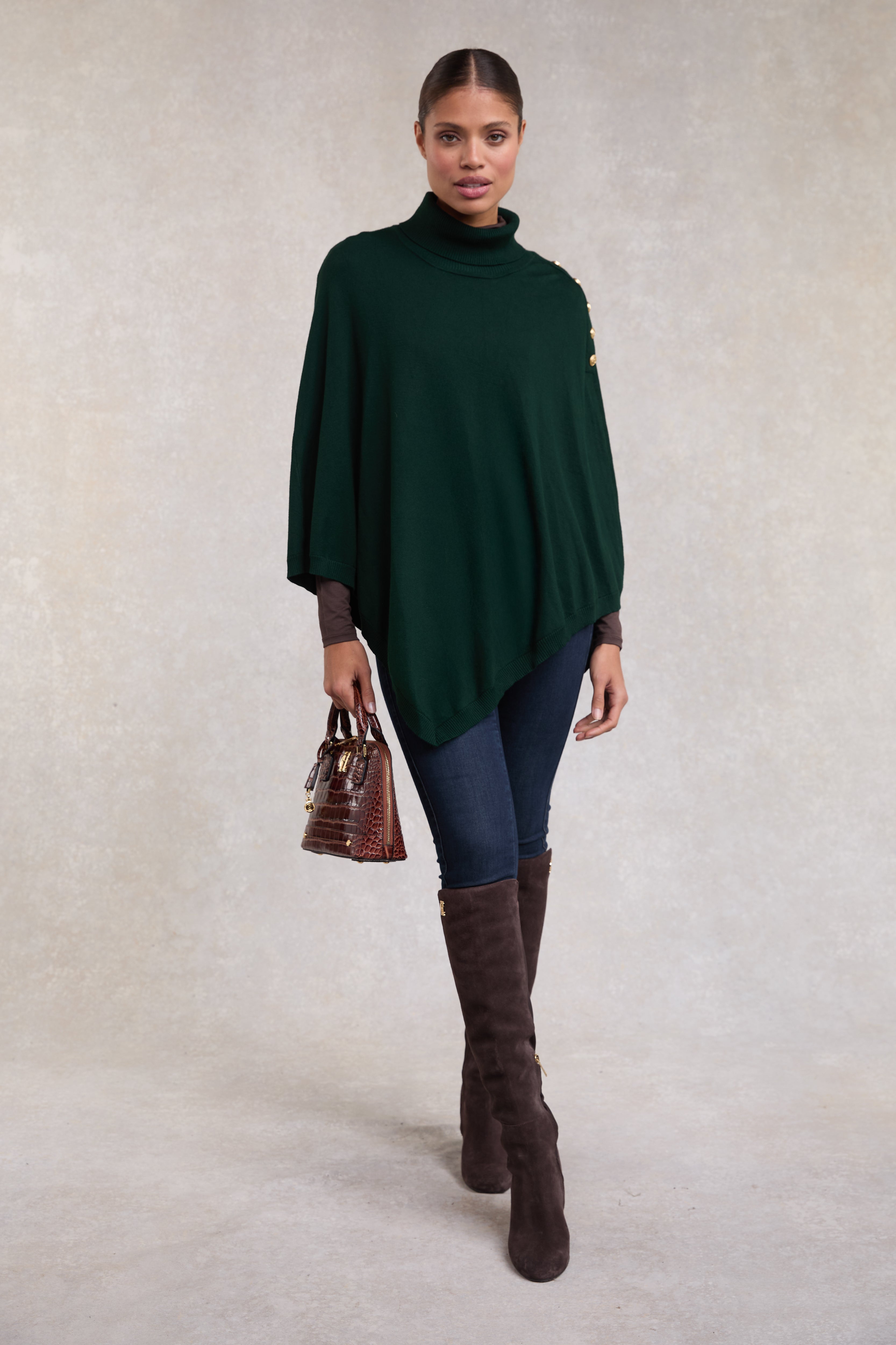 Roll Neck Cape (Deep Emerald) – Holland Cooper US